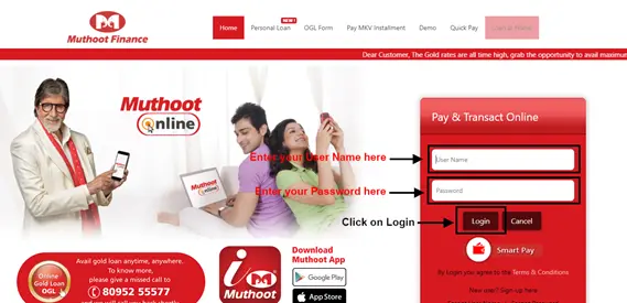 Online muthoot finance store